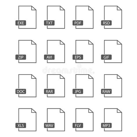 Document Format Flat Style Icon Set Programming File Type Extension Pictogram Web And