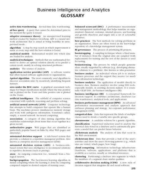 Bi And Analytics Glossary Pdf