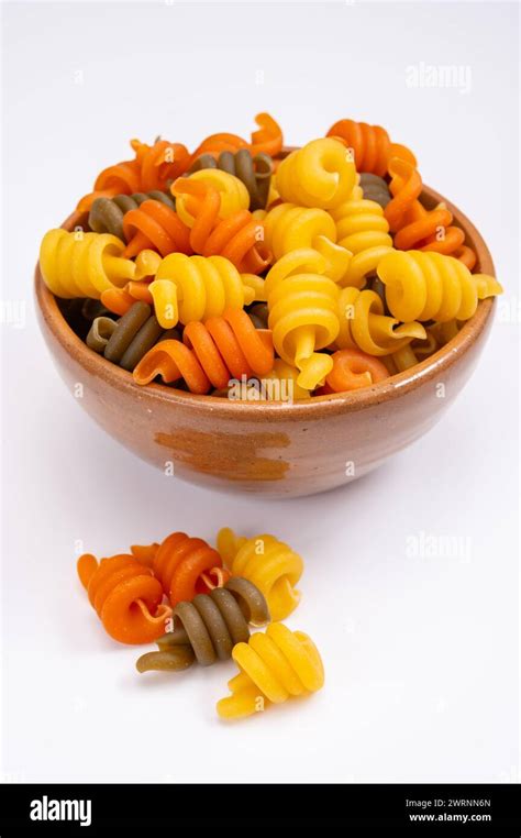Traditional Colorful Tricolore Italian Dried Homemade Pasta From Naples