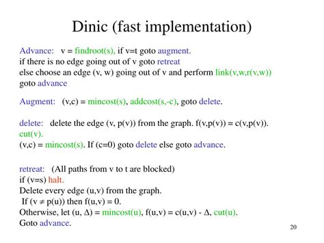 Ppt Efficient Implementation Of Dinics Algorithm For Maximum Flow