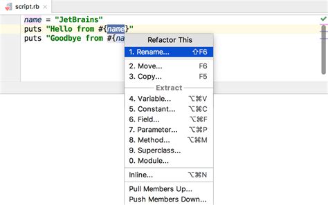 Refactor Code RubyMine
