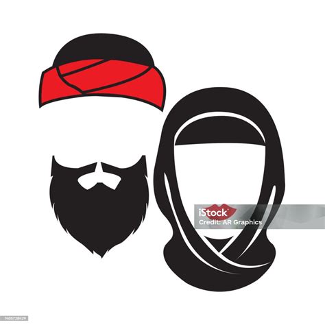 무슬림 남자 이슬람 로고 아이콘 벡터 베일 머리 스카프와 모자 영감 템플릿 일러스트 레이 션 남자에 대한 스톡 벡터 아트 및 기타 이미지 Istock