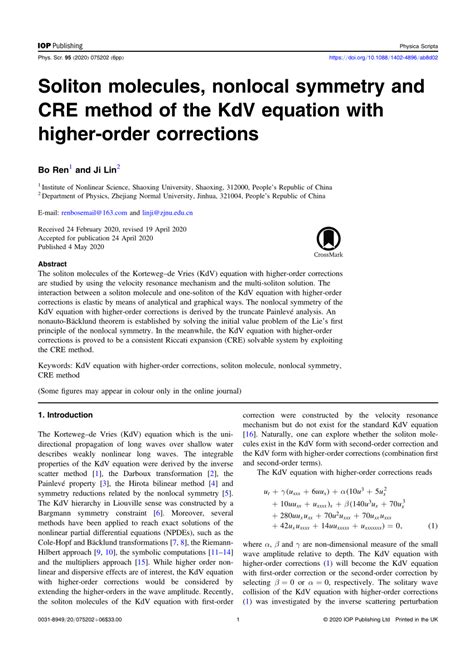 Soliton Molecules Nonlocal Symmetry And Cre Method Of The Kdv Equation With Higher Order