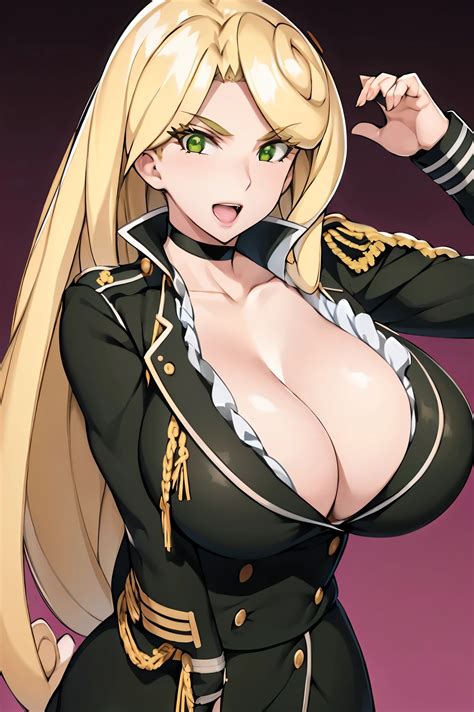A Woman In Uniform With A Large Breast And A Large Breast Seaart Ai