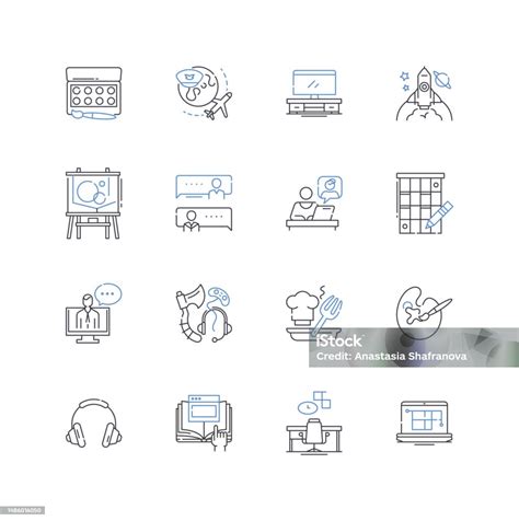 유연성 라인 아이콘 컬렉션입니다 유연성 탄력성 적응성 유연함 가단성 유연성 민첩성 벡터 및 선형 그림 다재성 손재주 탄력성 개요 표지판 세트 굽은에 대한 스톡 벡터 아트 및