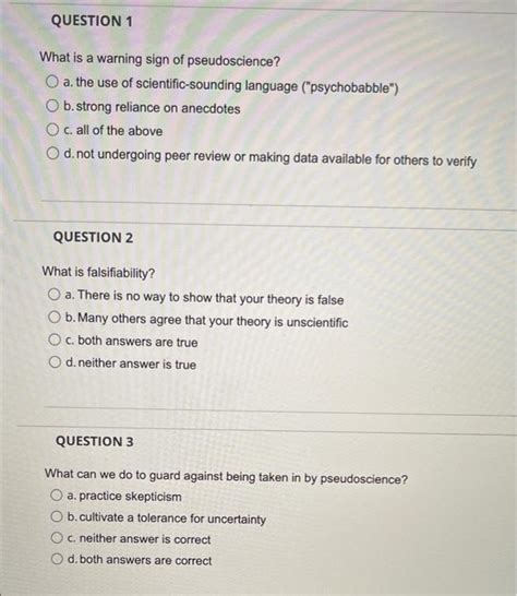 Question 1 What Is A Warning Sign Of Pseudoscience O