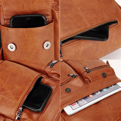 Badu Bg Ретро Pu кожени тийнейджърски раници Ретро модна ученическа чанта Мъжка