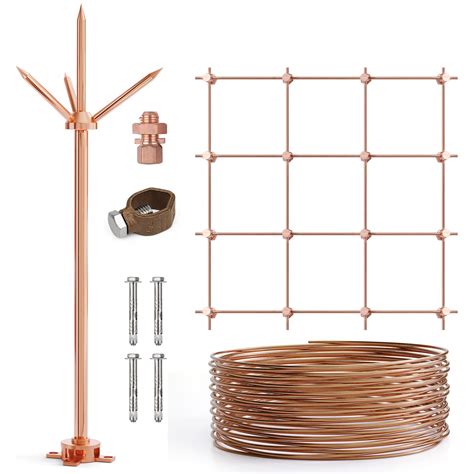 Lightning Rod Copper Lightning Rod Protection System With 60 Feet 6awg Gounengnail Electrical