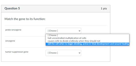 Solved Match The Gene To Its Function Proto Oncogene [