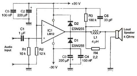 100 Watt Amplifier Circuit Diagram Using LM12 IC Homemade Circuit Projects