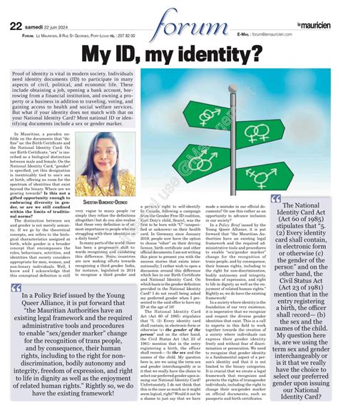 Sheistah Bundhoo Deenoo On Linkedin The Sex Marker On Our Birth Certificate And The Gender