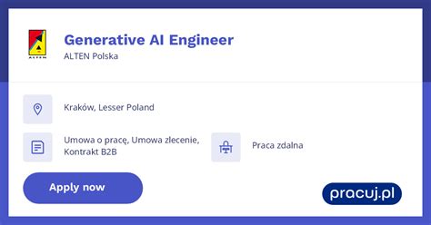 Oferta Pracy Generative Ai Engineer Alten Polska Kraków