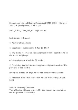 System Analysis And Design Concepts COMP Spring Docx