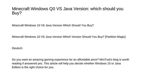 Minecraft Windows Q0 Vs Java Version Which Should You Buydnklk Pdf Pdf