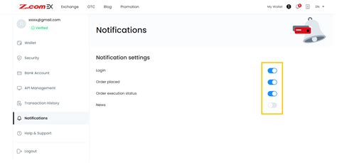 manually setting notifications via the website support center ex