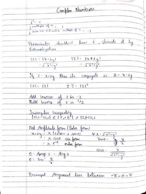 Complex Numbers Formulas Pdf