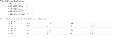 Solved Using The Following Data Definitions Bytel Byte