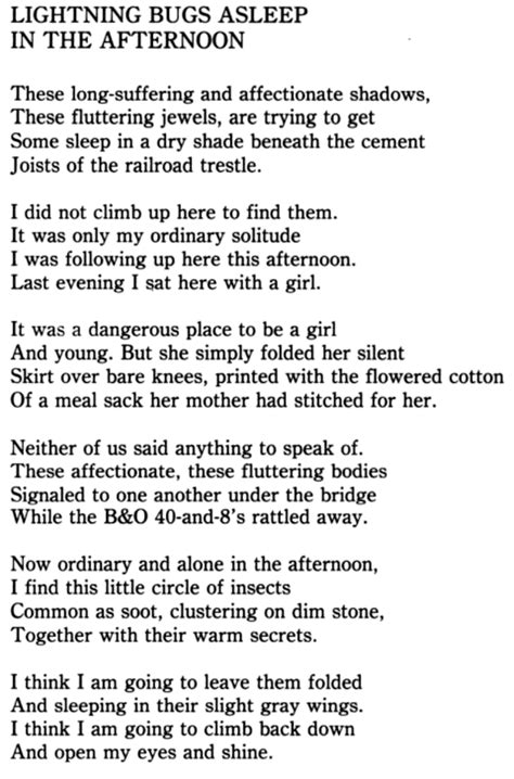Text Lightning Bugs Asleep In The Afternoon Poem By James Wright Rfrisson Text Lightning Bugs Asleep In The Afternoon Poem By James Wright Rfrisson