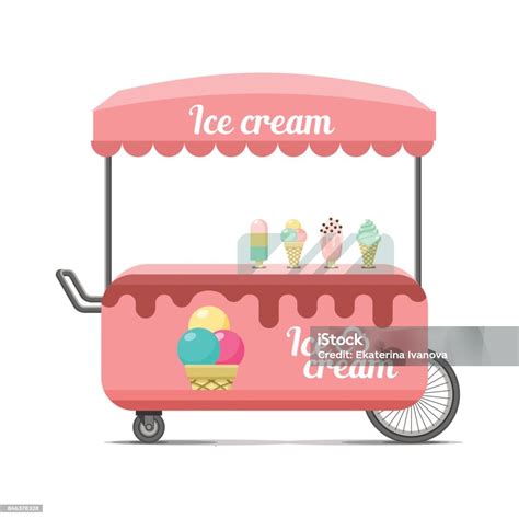 아이스크림 길거리 음식 카트입니다 화려한 벡터 이미지 아이스크림 가판대에 대한 스톡 벡터 아트 및 기타 이미지 아이스크림 가판대 아이스크림 전문점 아이스크림 Istock