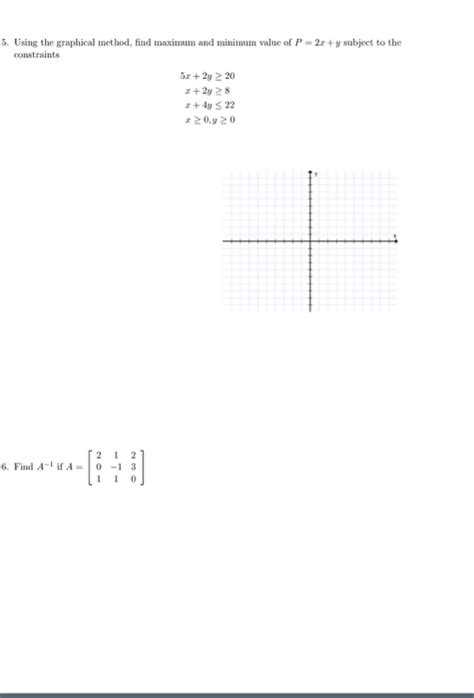 Solved 5 Using The Graphical Method Find Maximum And