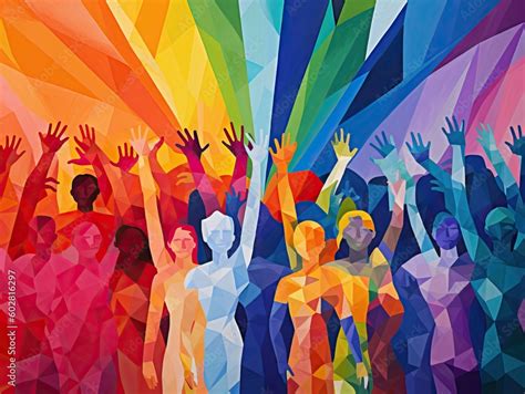 Digital Illustration Artwork Of Unity Between Two Girls Woman LGBT Concept Colorful Image