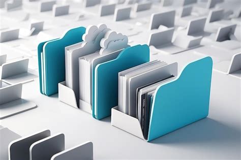 File Folders Document With Cloud Computing Technology Symbol Online Data Storage For Business