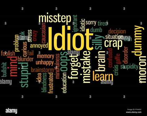 Idiot Word Cloud Concept On Black Background Stock Photo Alamy