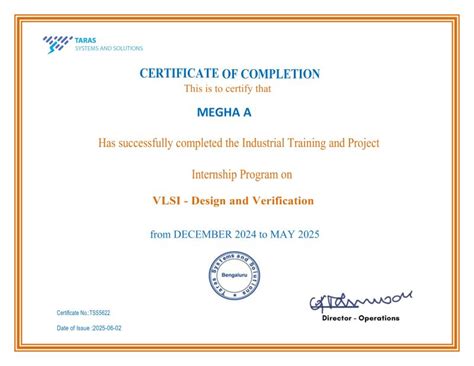 Internshipexperience Vlsi Verilog Systemverilog Uvm Digitaldesign Ece Megha A