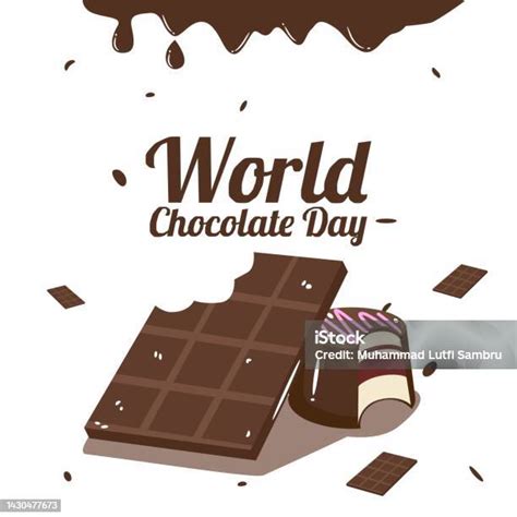 세계 초콜릿 데이 벡터 일러스트 레이 션 인사말 카드 포스터 및 배너에 적합합니다 7월에 대한 스톡 벡터 아트 및 기타 이미지