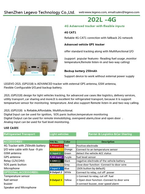 Legevo 4g 202l Gps318 Gps Tracker Data Sheet Manual Tecnico V1 2 Pdf