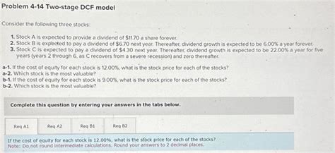 Solved Problem 4 14 Two Stage DCF Model Consider The Chegg Com