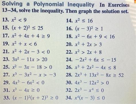 Solved Solving A Polynomial Inequality In Exercises 13 34