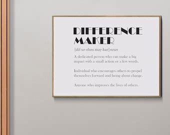 Difference Maker Definition Print Printable Wall Art Digital Etsy