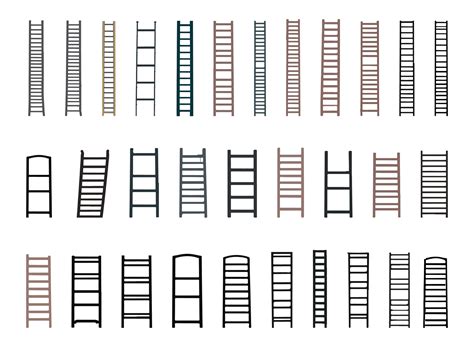 Set Of Wooden And Ladders Vector Illustration On A White Background