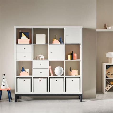 Kallax Shelving Unit With Underframe White Black 57 7 8x64 5 8