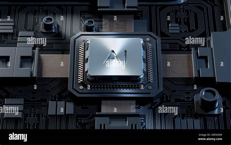 3d rendering of cyberpunk ai circuit board technology background