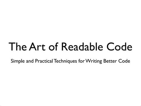 The Art Of Readable Code Pdf