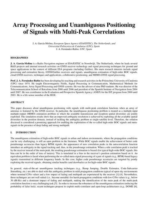 pdf array processing and unambiguous positioning of signals with