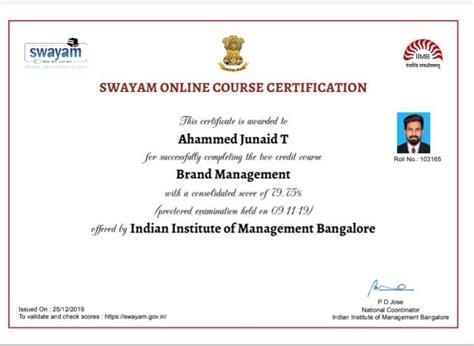 Ahammed Junaid T On Linkedin Swayamonlinecertification