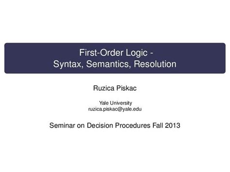 Pdf First Order Logic Syntax Semantics · Pdf Filefirst Order