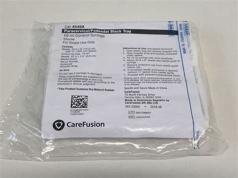 New Carefusion Paracervical Pudendal Block Tray 4540a Exp 2024 03 Y63 Paracervical Pudendal