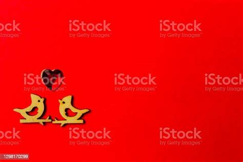 빨간 배경에 가지와 마음에 앉아 사랑에 두 나무 새 공간을 복사합니다 발렌타인 데이와 결혼식 0명에 대한 스톡 사진 및 기타 이미지 Istock