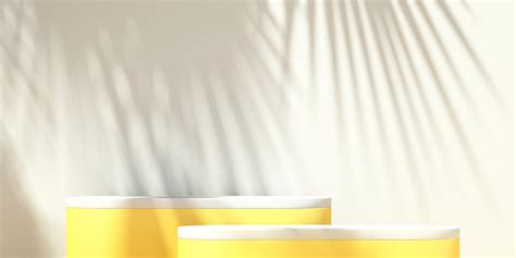 제품 연단 모형 디스플레이 노란색과 흰색 배경에 나무 그림자 여름 배경 3d 렌더링 일러스트레이션 0명에 대한 스톡 사진 및 기타 이미지 Istock