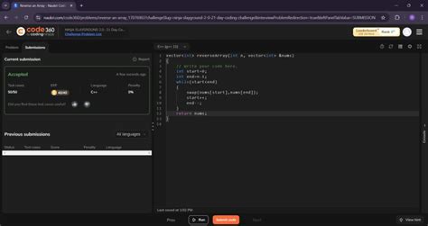 Day 621 Of Ninja Slayground 20 Coding Ninjas Reverse An Array