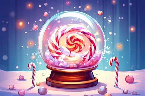 Christmas Candy In Snow Globe Stock Illustration Illustration Of