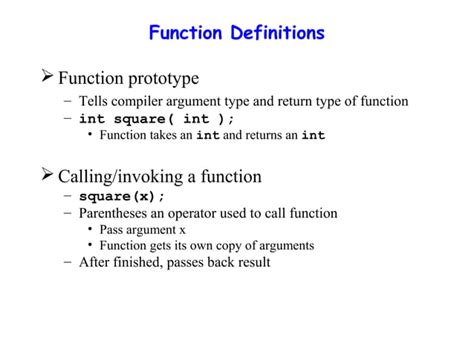 Lecture 6 Functions In C Ppt