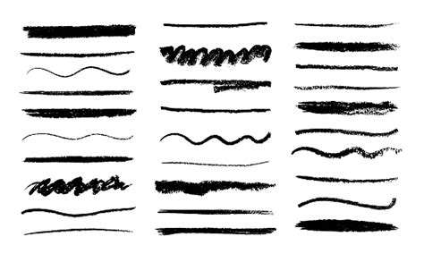검은 색 크레용 또는 숯 밑줄 그런지 파스텔 연필 질감의 낙서 라인 손으로 그린 분필 낙서 또는 거친 획 스케치 브러쉬 막대 선 드로잉에 대한 스톡 벡터 아트 및 기타
