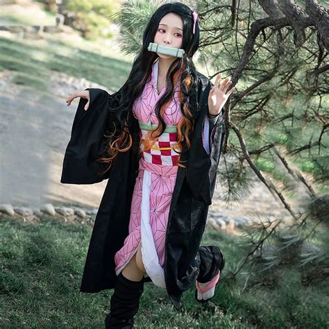 Kamado Nezuko Cosplay Costume Anime Demon Slayers Kimono Kimetsu No Ya