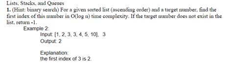 Solved Lists Stacks And Queues 1 Hint Binary Search