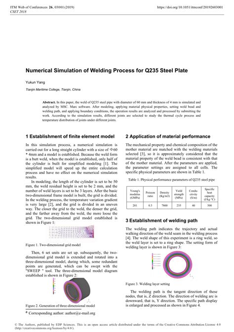 PDF Numerical Simulation Of Welding Process For Q Steel Plate